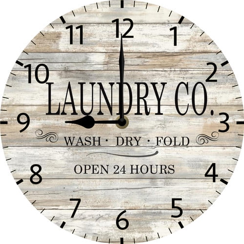 Laundry Room Wall Clock Loads Of Fun Chic Style Wood Wall Decor for ...