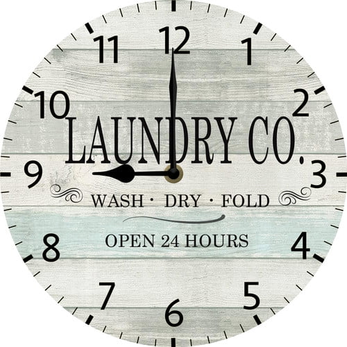Laundry Room Wall Clock Loads Of Fun Chic Style Wood Wall Decor for ...