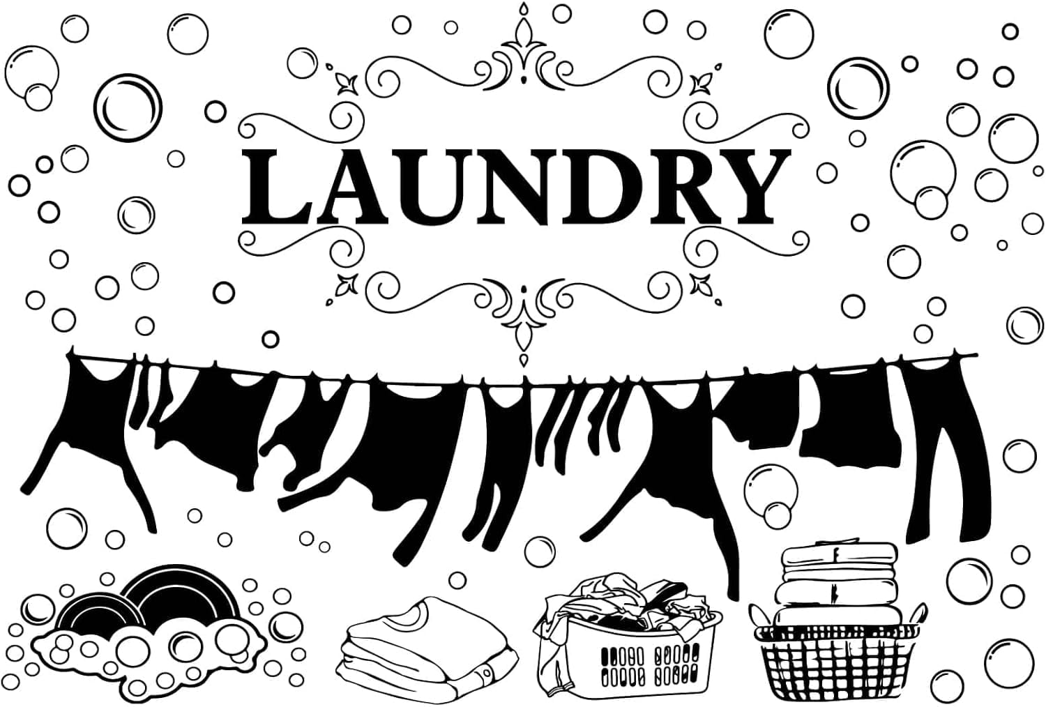 Laundry Room Wall Decal Vinyl Laundry Wall Sticker Decor Black Quote ...