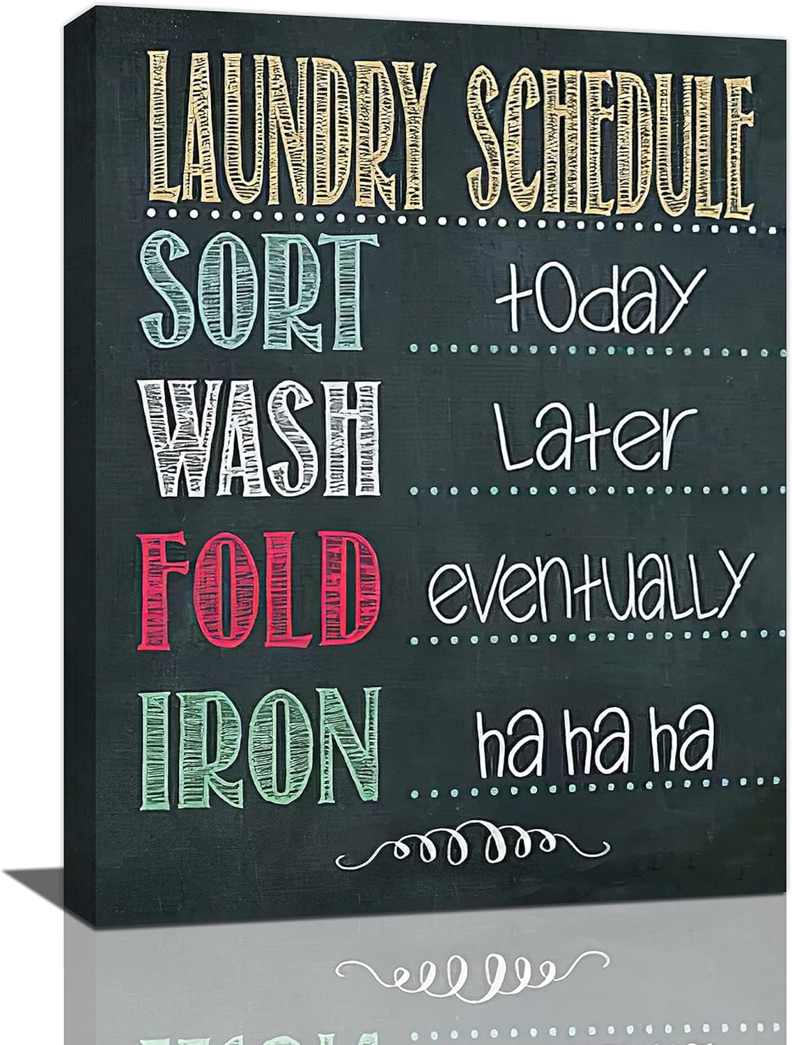 Laundry Room Wall Decor Canvas Art Black Laundry Schedule Prints Sign ...