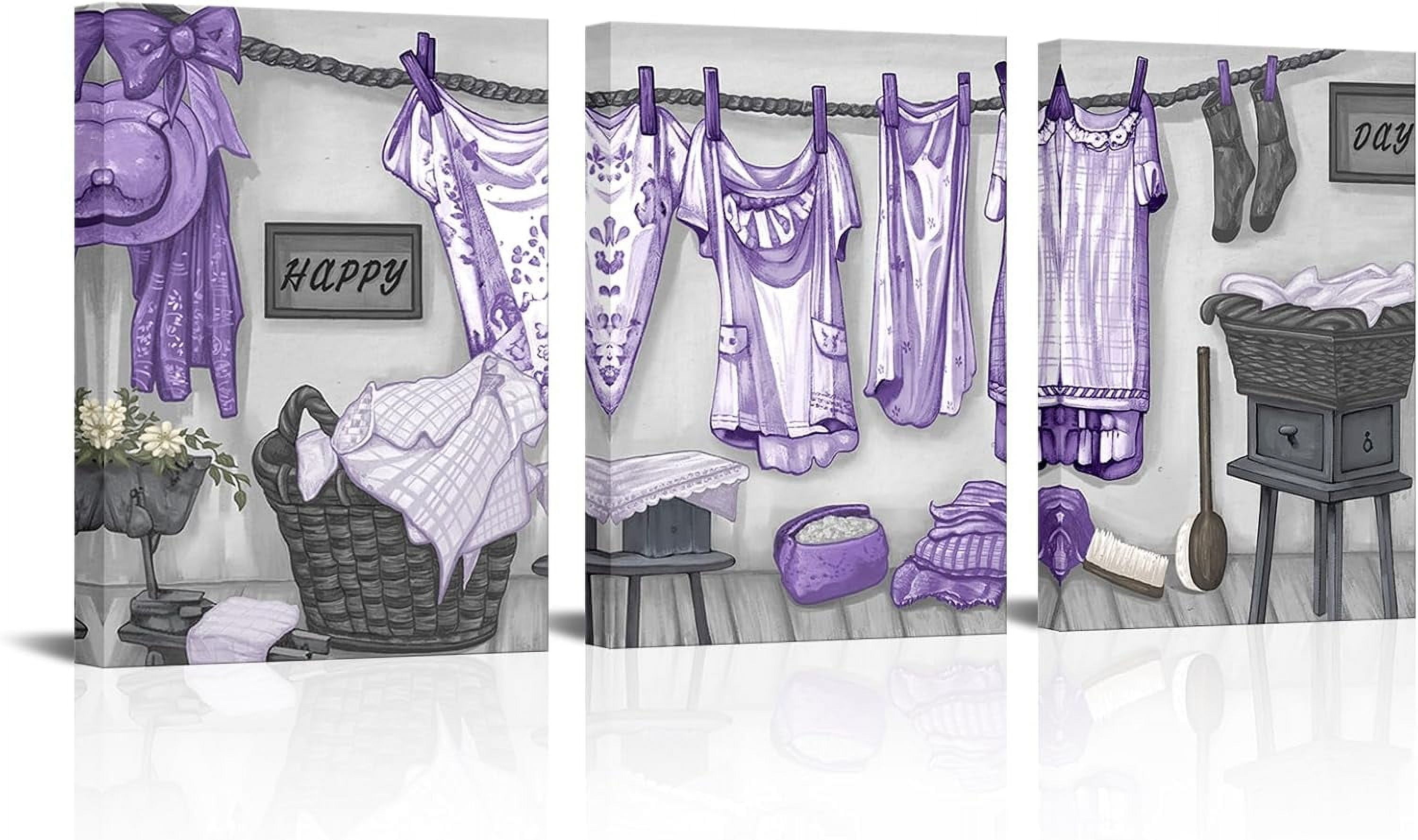 Laundry Room Wall Decor Navy Blue and Grey Laundry Picture Paintings ...