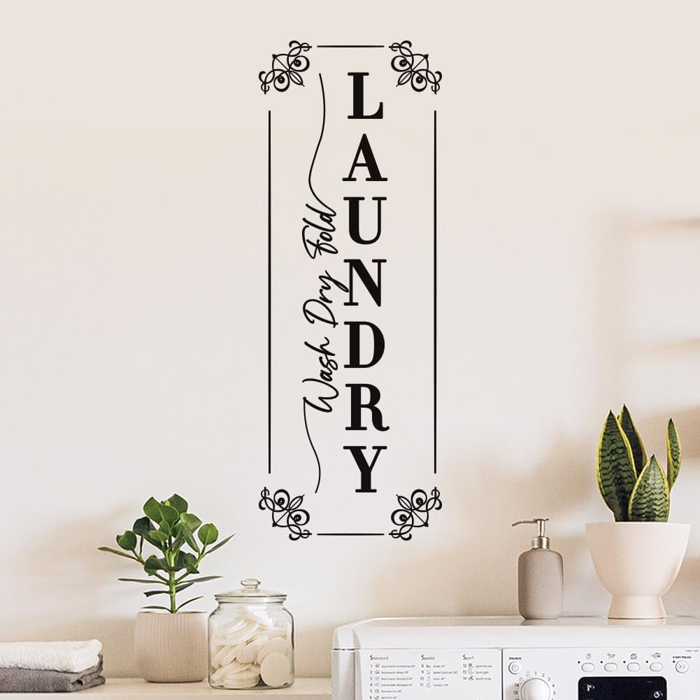 Laundry Room Wall Decor Wash Dry Fold Vinyl Wall Sticker Laundry Room ...