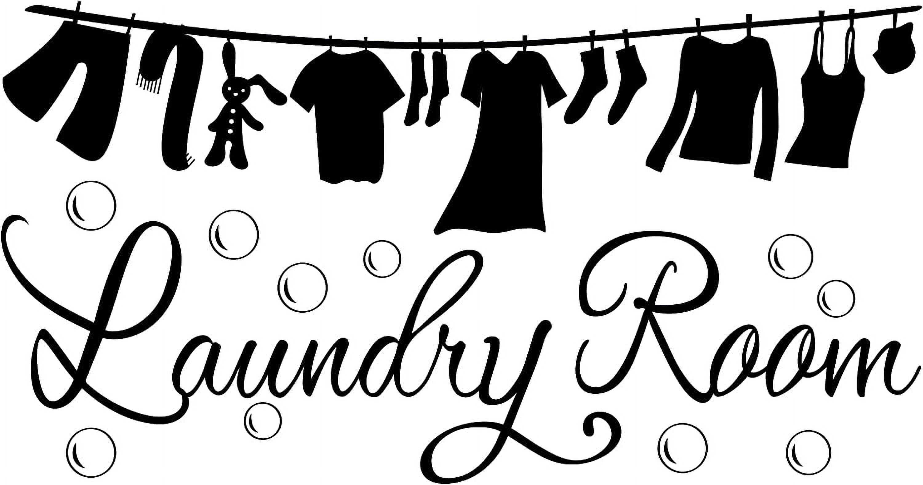 Laundry Room Wall Sticker Vinyl Clothes Icon Lettering Wall Decor Art ...