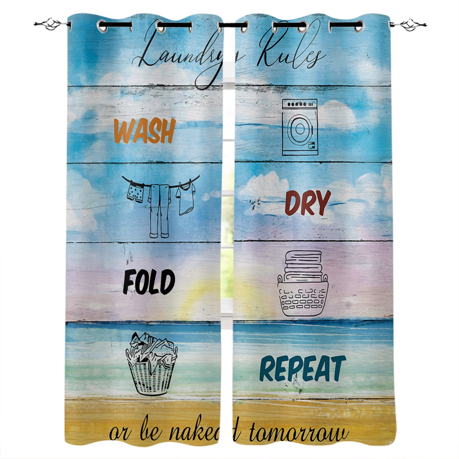 Laundry Room Washing Wash Dry Fold Repeat Curtains For Bedroom Curtains ...