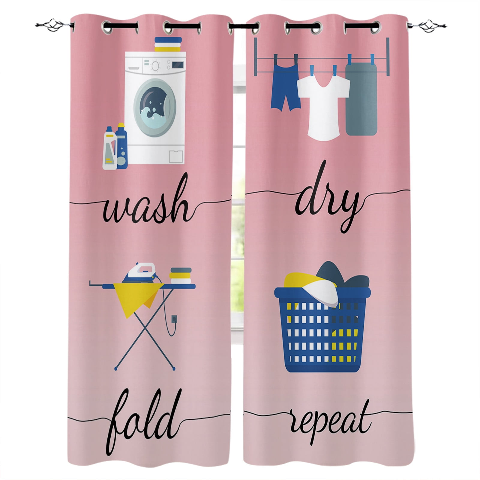 Laundry Room Washing Wash Dry Fold Repeat Curtains For Bedroom Curtains ...