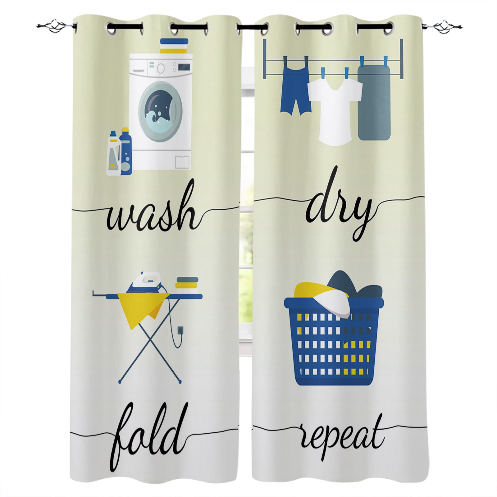 Laundry Room Washing Wash Dry Fold Repeat Curtains For Bedroom Curtains ...