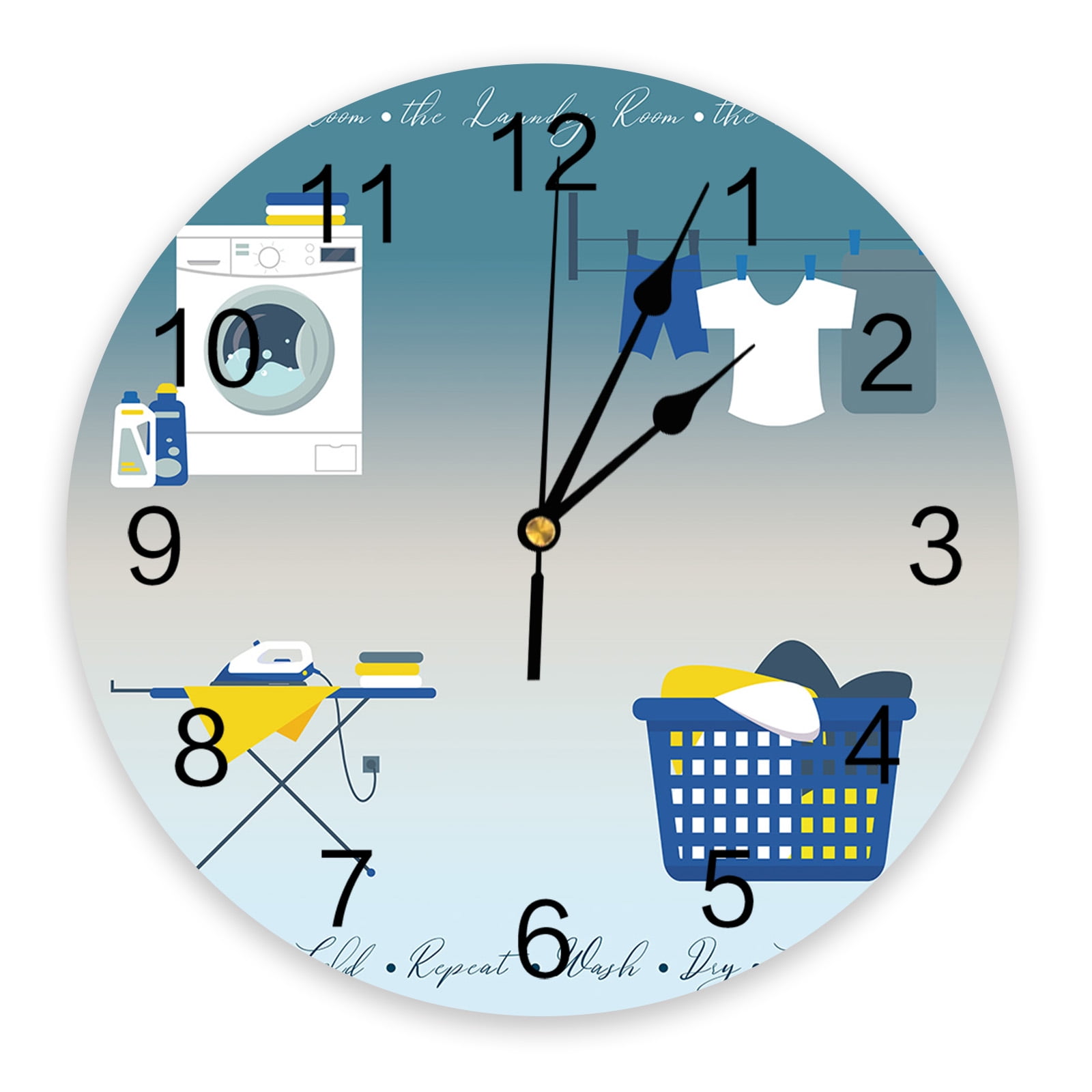 Laundry Room White Wall Clock For Modern Home ration Teen Room Living ...