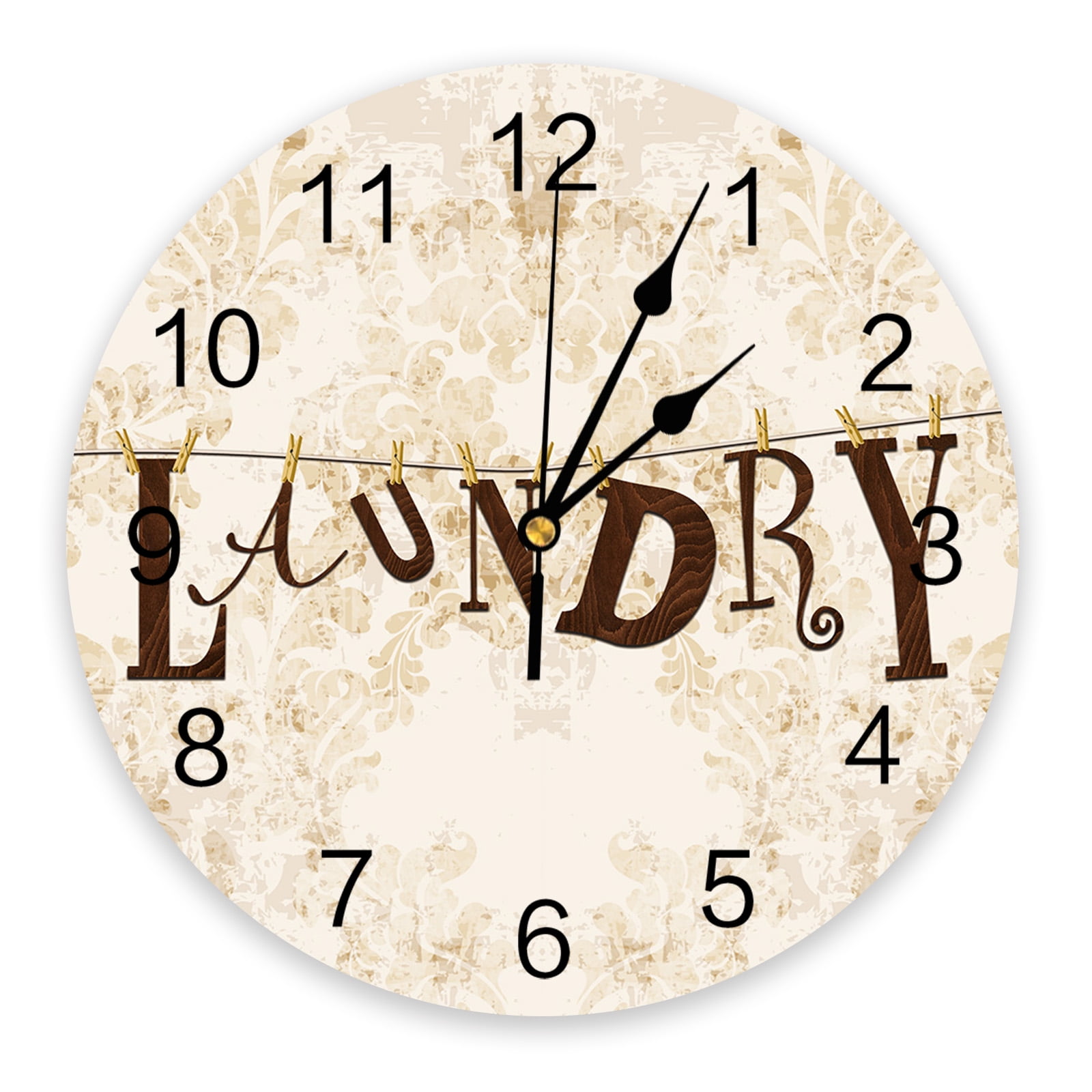 Laundry Room White Wall Clock For Modern Home ration Teen Room Living ...