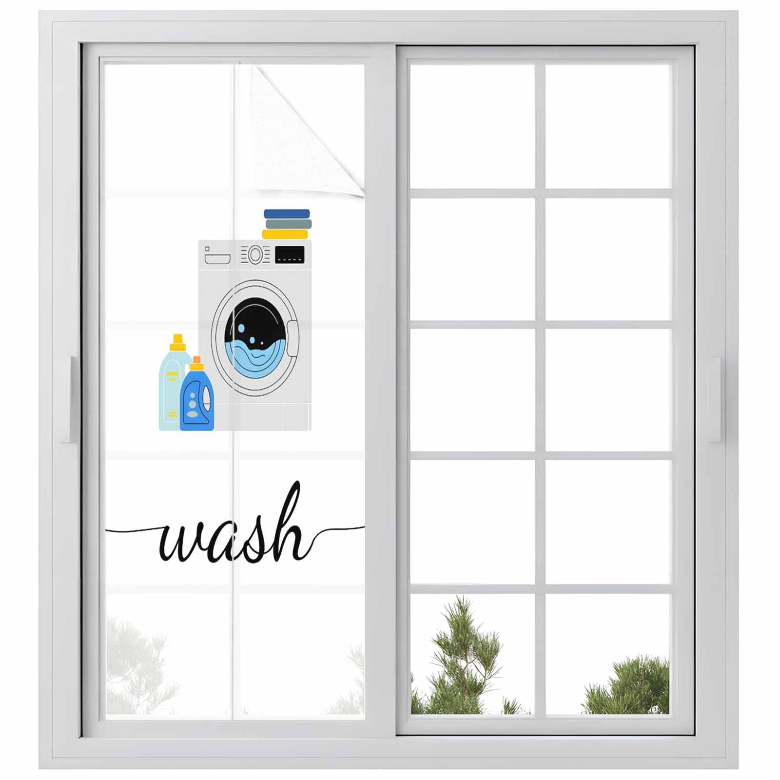 Laundry Room Window Privacy Film, Modern Minimalist Washing Machine ...