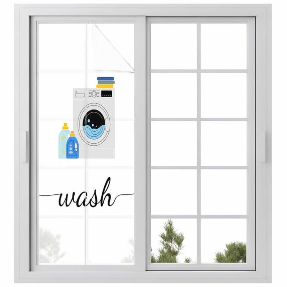 Laundry Room Window Privacy Film, Modern Minimalist Washing Machine ...