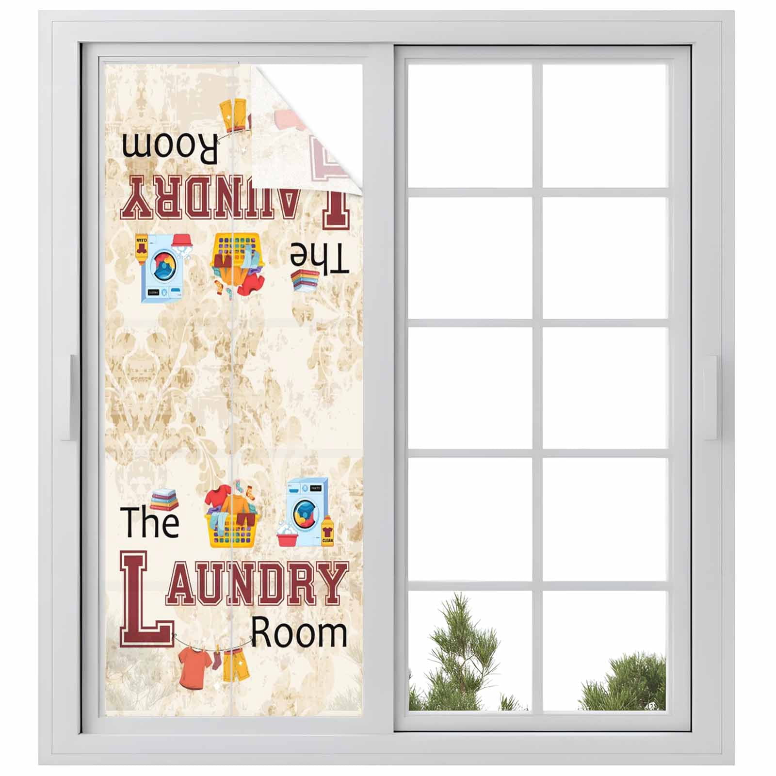 Laundry Room Window Privacy Film, Rustic Farmhouse Washing Machine ...