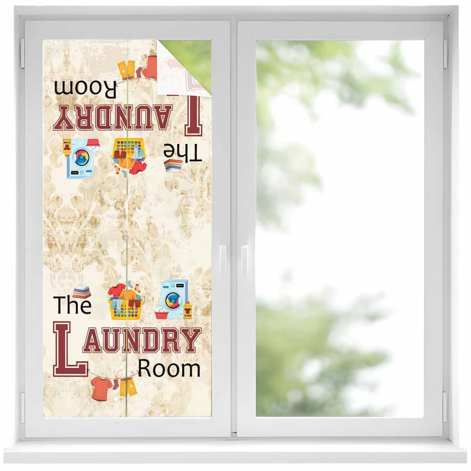 Laundry Room Window Privacy Film, Rustic Farmhouse Washing Machine ...