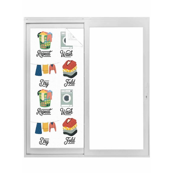 Laundry Room Window Privacy Film, Wash Repeat Dry Fold Simple Drawn ...