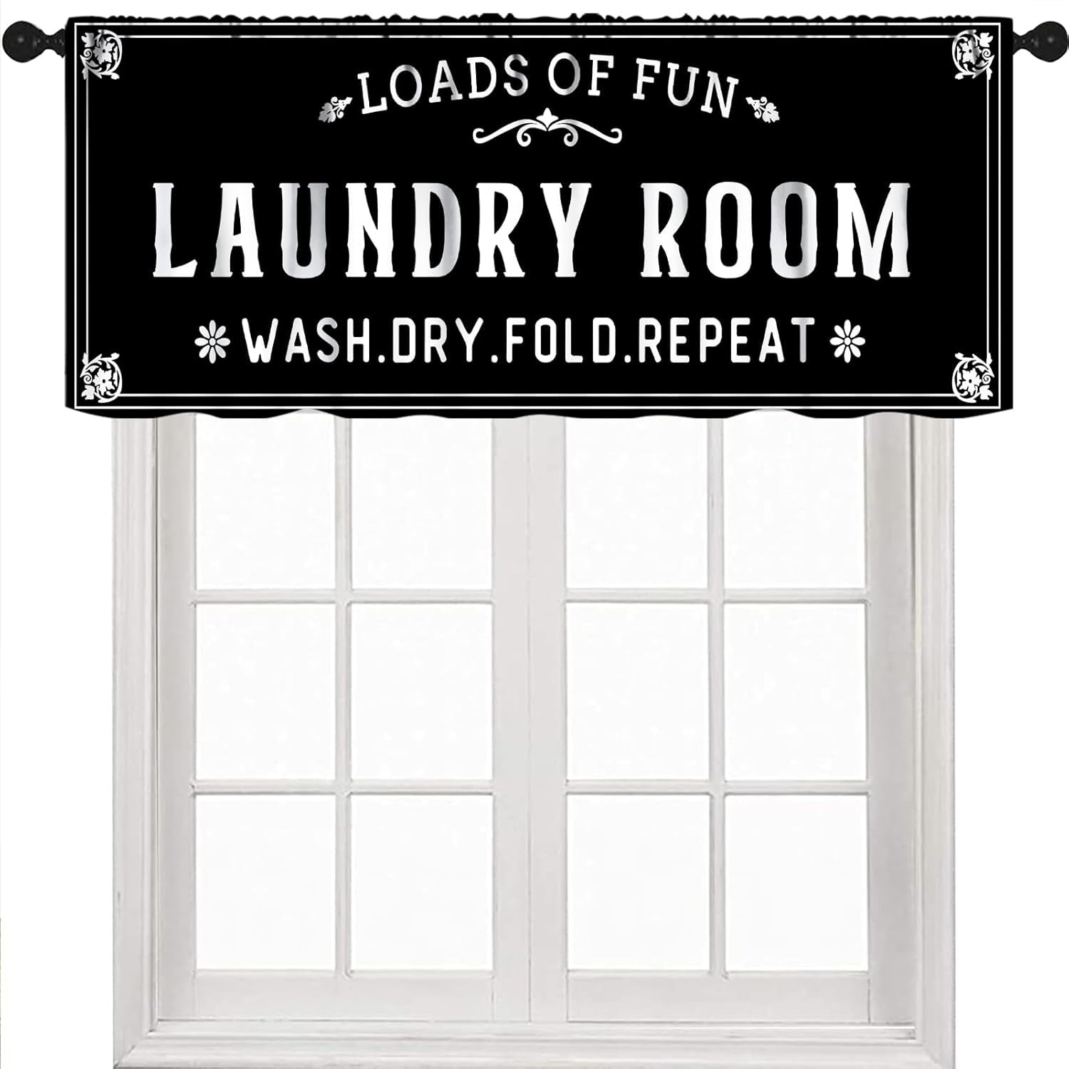Laundry Room Window Valance,Vintage Farmhouse Rustic Watercolor Hanging ...