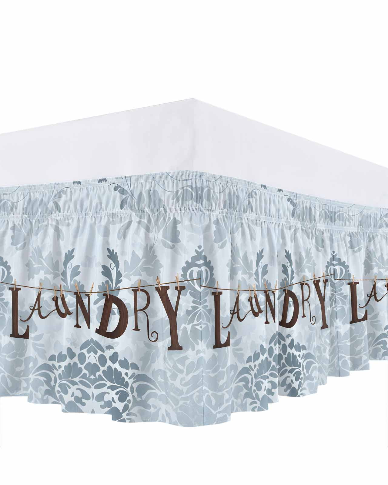 Laundry Ruffle Bed Skirt Queen Size Vintage Flower Adjustable Elastic ...