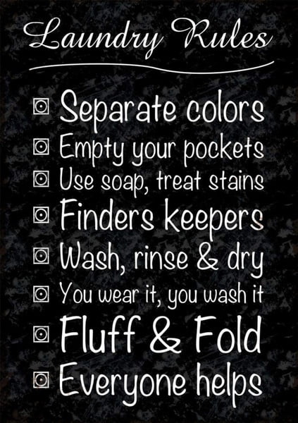 Laundry Rules Metal Aluminum Sign Home Decor Art Poster Size: 16 x 12 ...