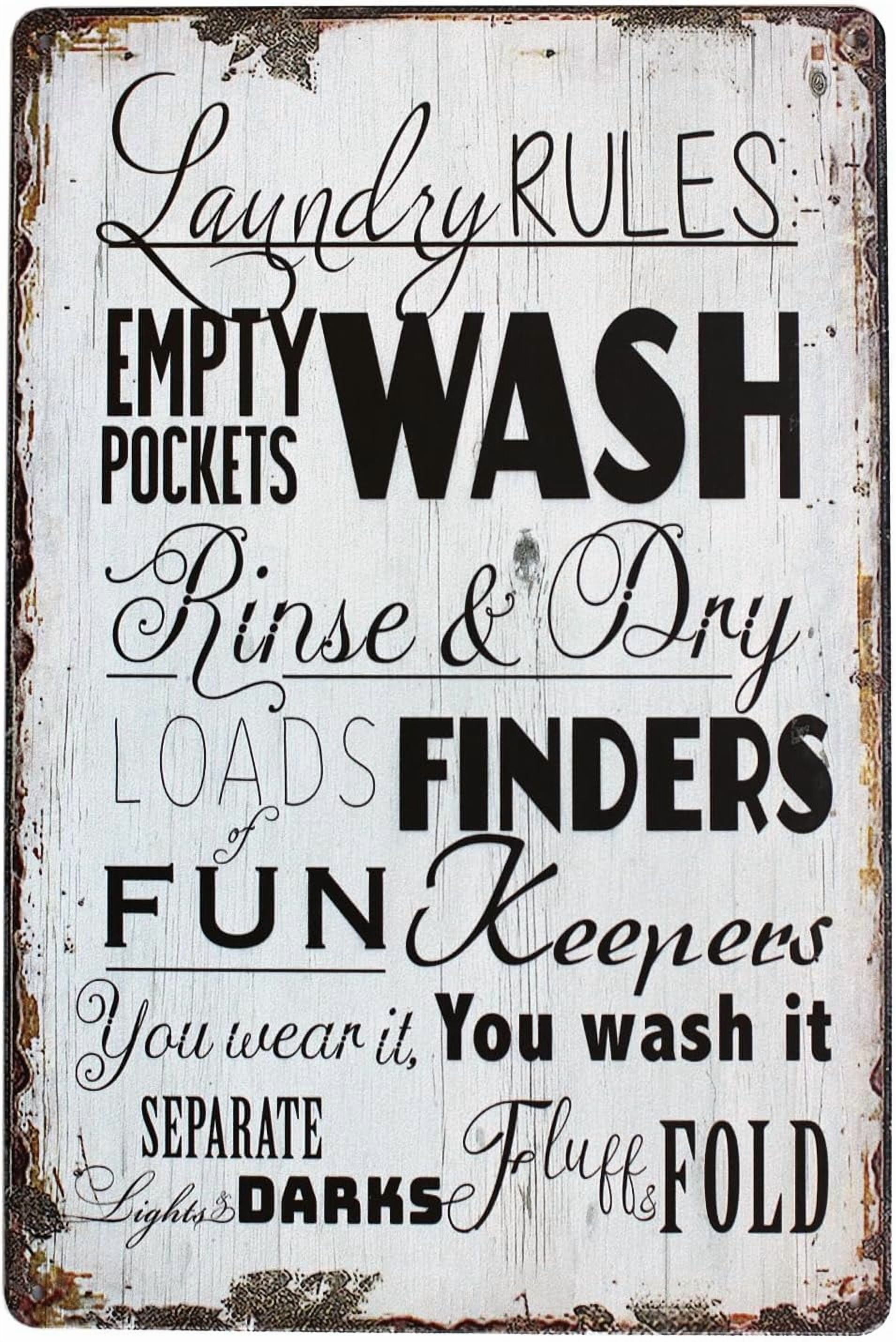 Laundry Rules Wash Fun Metal Tin Sign Wall Home Decor Art Plaque Retro ...