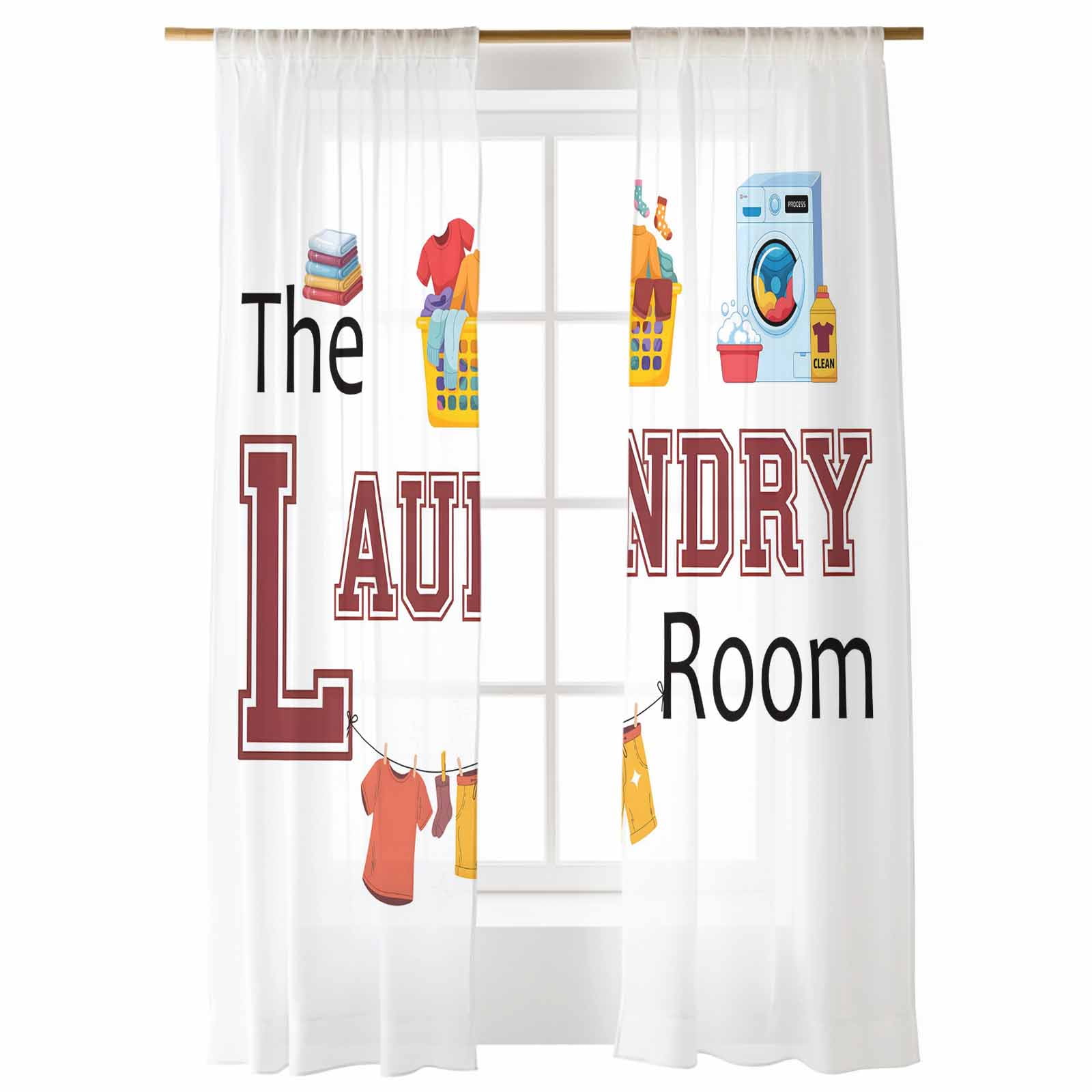 Laundry Sheer Curtains 84 inches Long, The Laundry Room Washing Machine ...