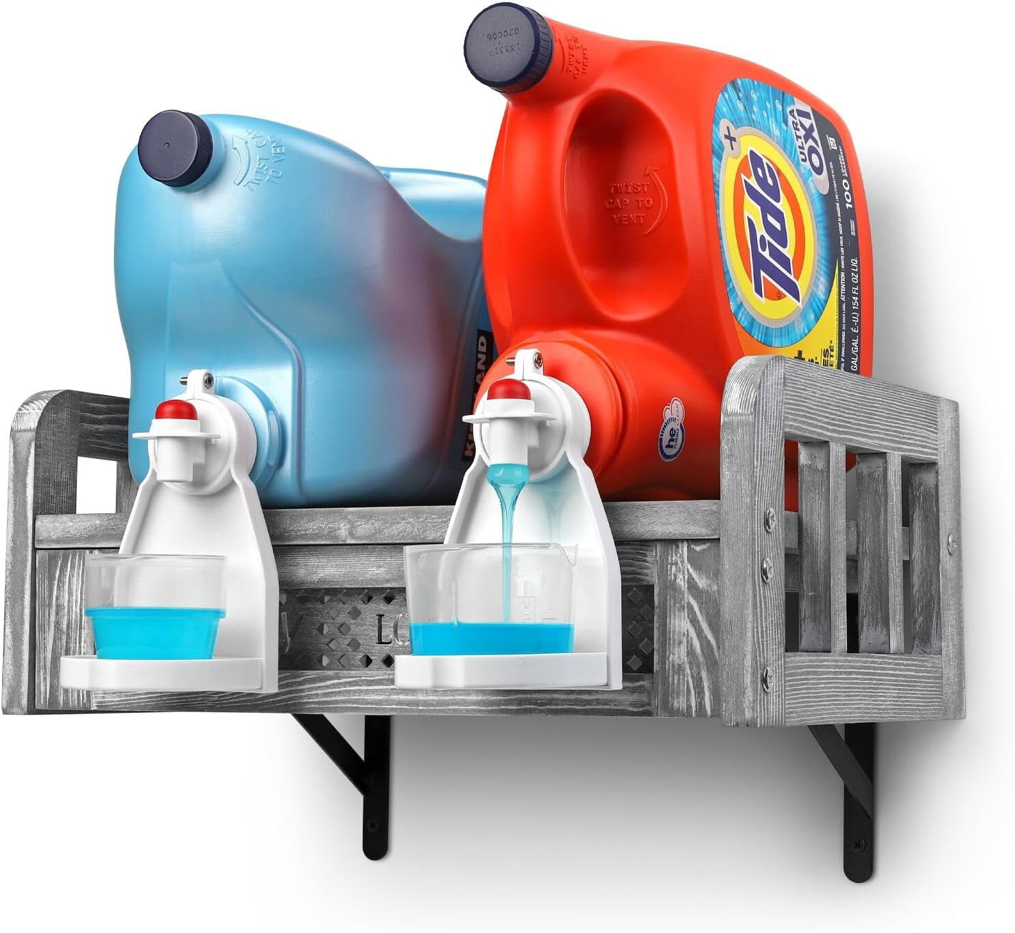 Laundry Shelf Organizer Wall-Mounted Wooden Laundry Detergent Cup ...