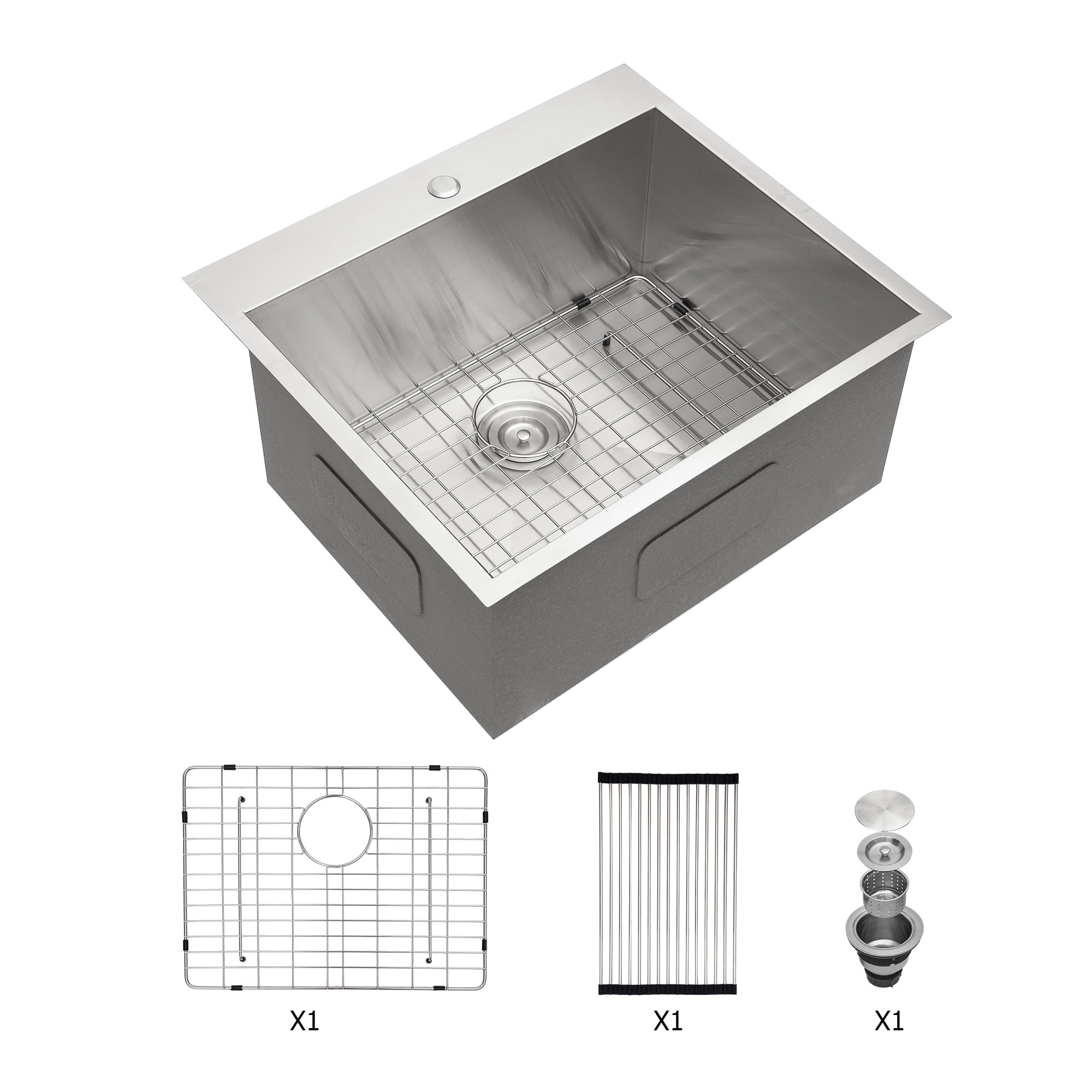 Laundry Sink Drop In - 25"x22" Laundry Utility Sink 16 Gauge Stainless ...