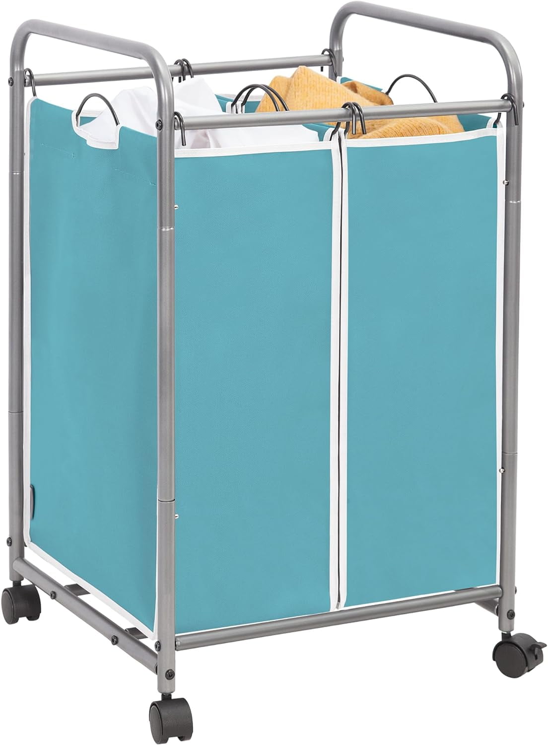 Laundry Sorter 2 Section, 90 L Gal Laundry Hamper with Wheels, Clothes ...