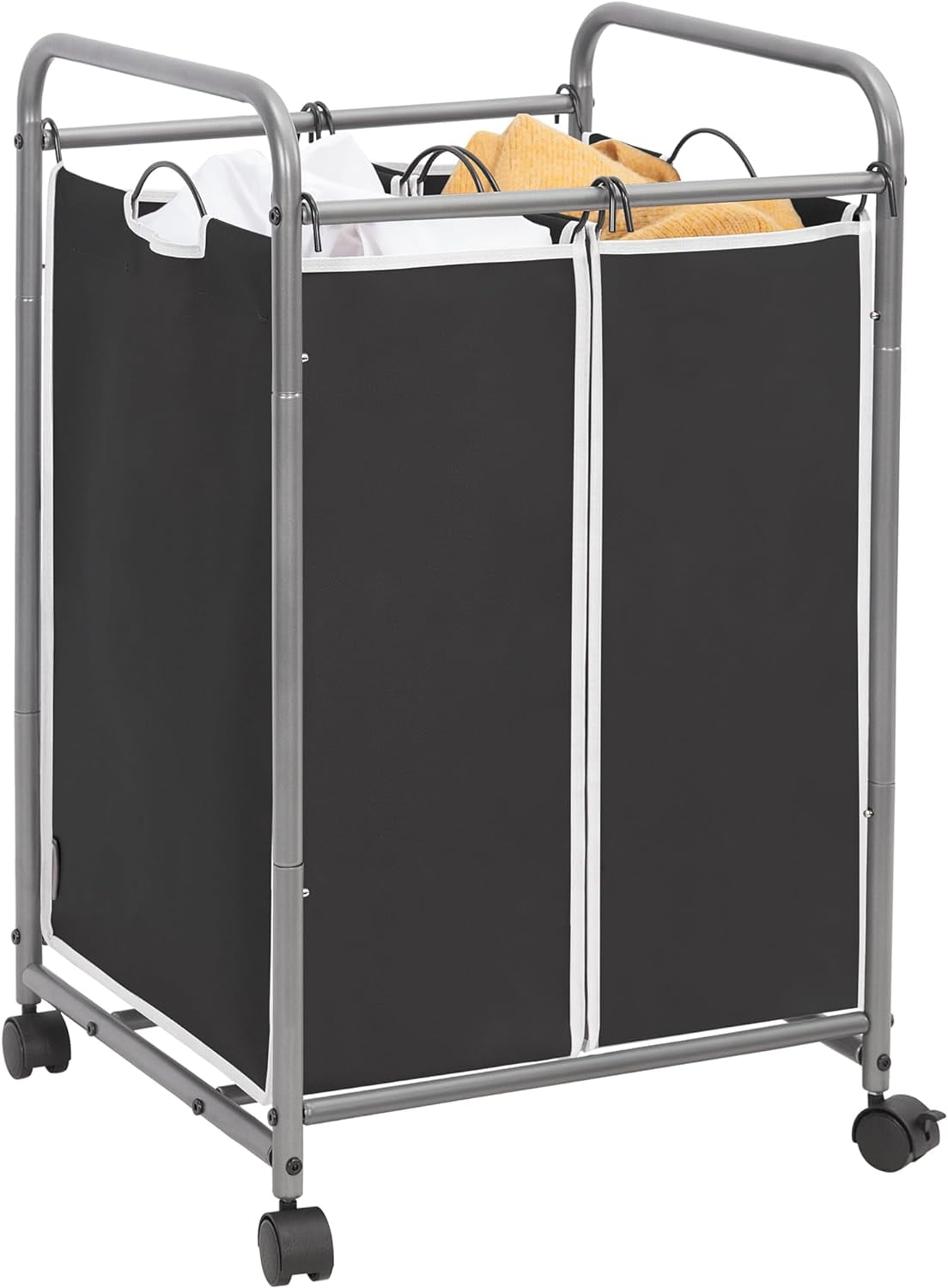 Laundry Sorter 2 Section, 90 L Gal Laundry Hamper with Wheels, Clothes ...