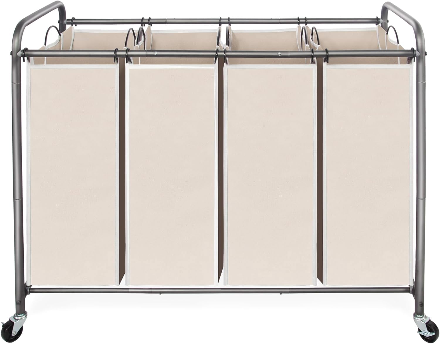 Laundry Sorter 4 Section, 4 Bag Laundry Hamper, Rolling Laundry Cart ...