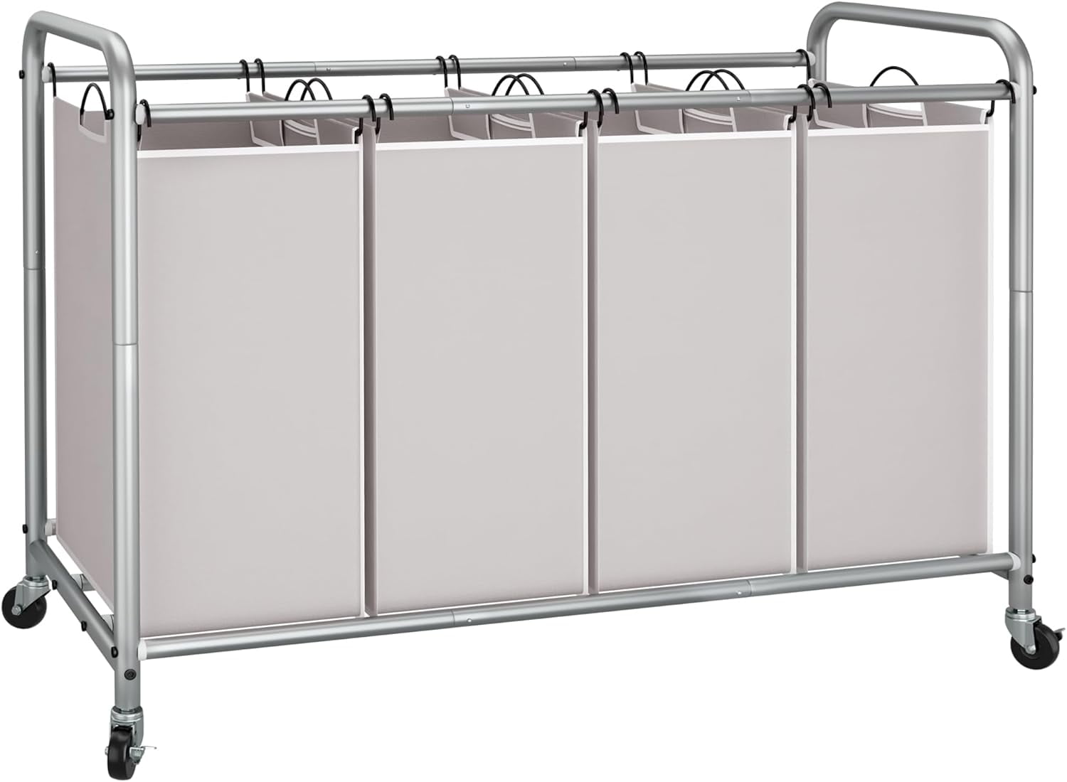 Laundry Sorter 4 Section, 47.8 Gal (181 L) Laundry Hamper with Wheels ...