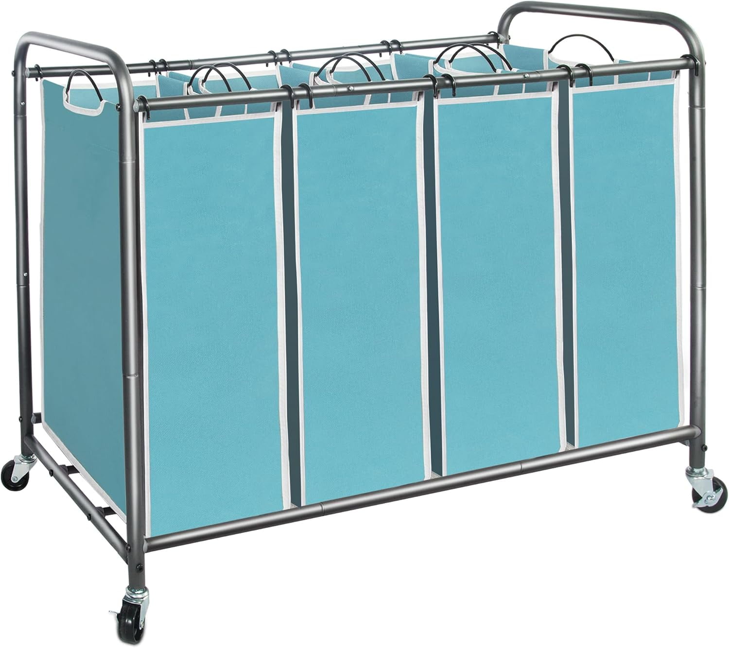 Laundry Sorter 4 Section, 47.8 Gal (181 L) Laundry Hamper with Wheels ...