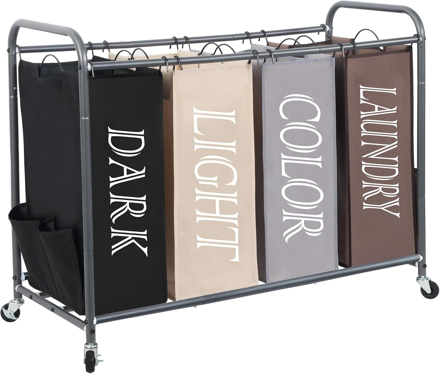 Laundry Sorter 4 Section, 47.8 Gal (181 L) Laundry Hamper with Wheels ...