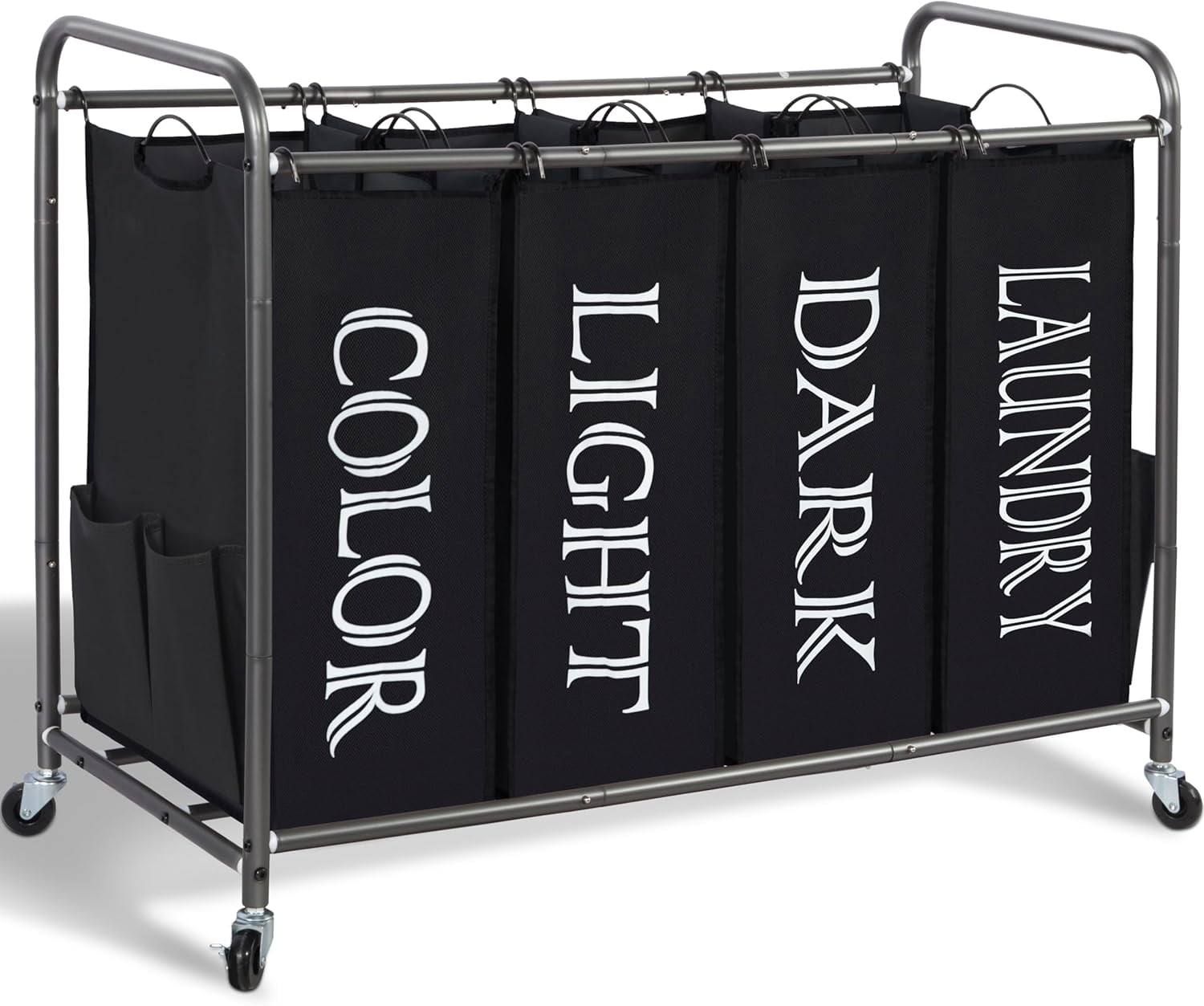 Laundry Sorter 4 Section, 47.8 Gal (181 L) Laundry Hamper with Wheels ...