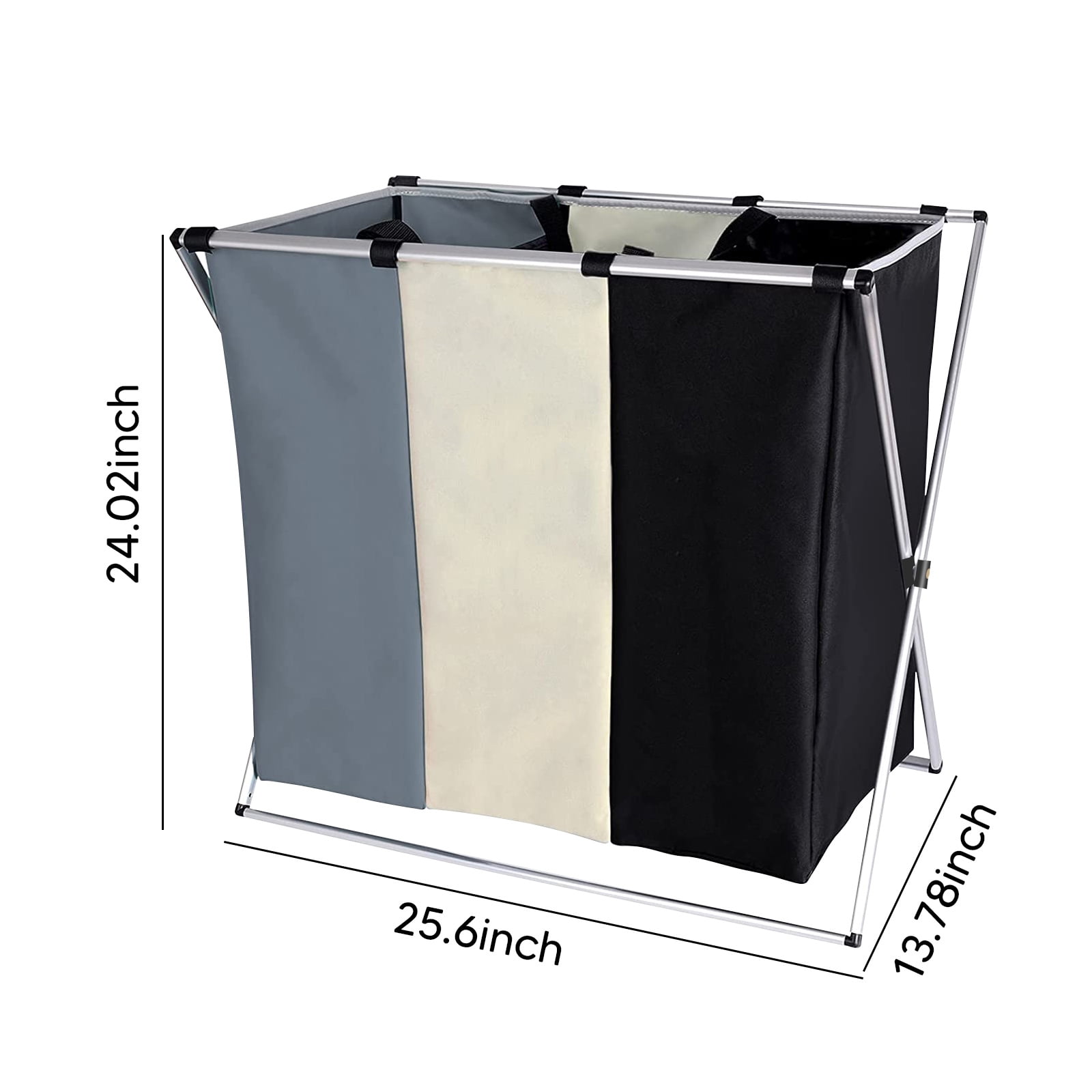 Walmart 3-Section Laundry Sorter Basket, Waterproof Clothes Divider ...