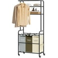 Laundry Sorter Cart with Hanging Rack, 3 Section Laundry Hamper Basket ...