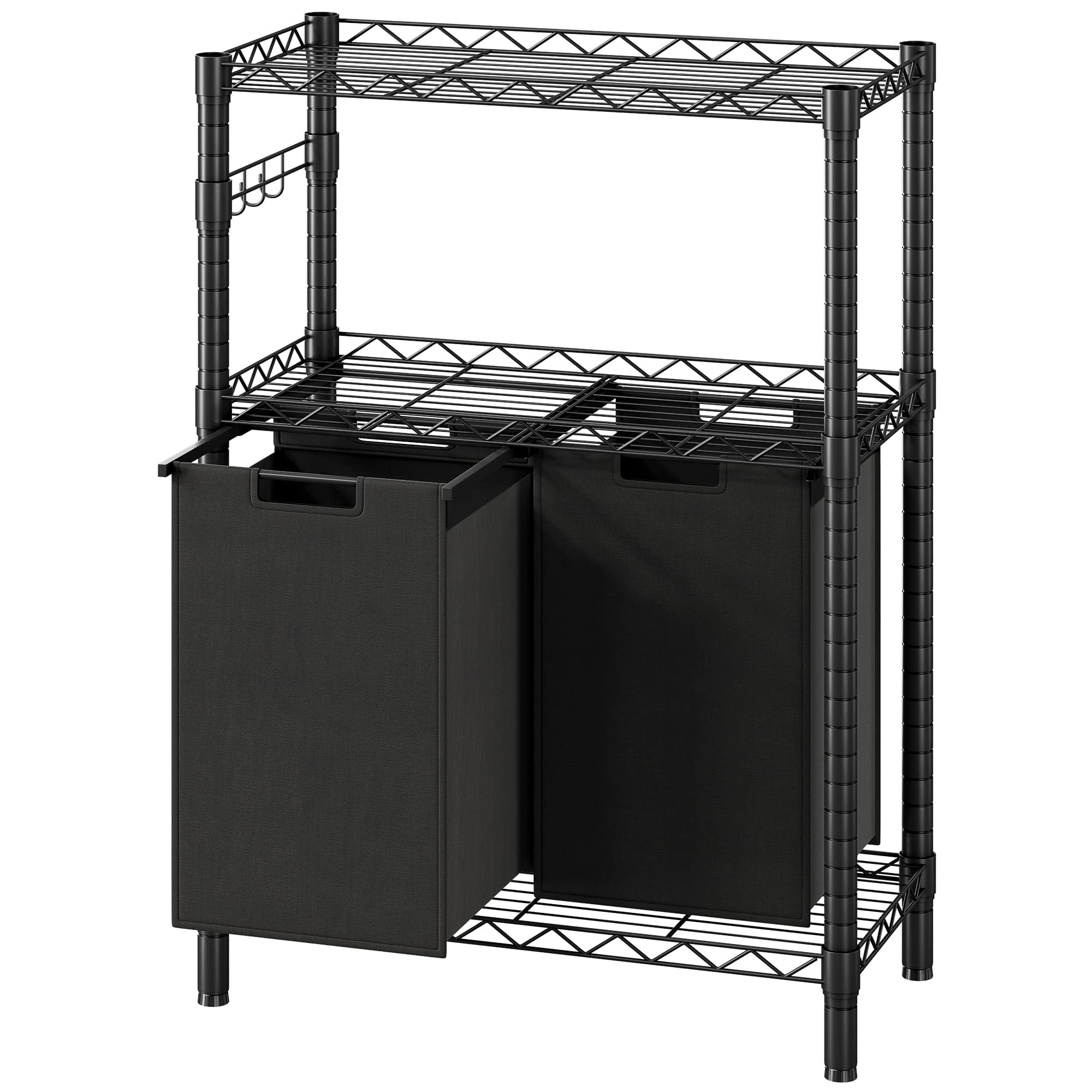 Laundry Sorter, Laundry Basket with Shelf, Triple Laundry Hamper with 3 ...