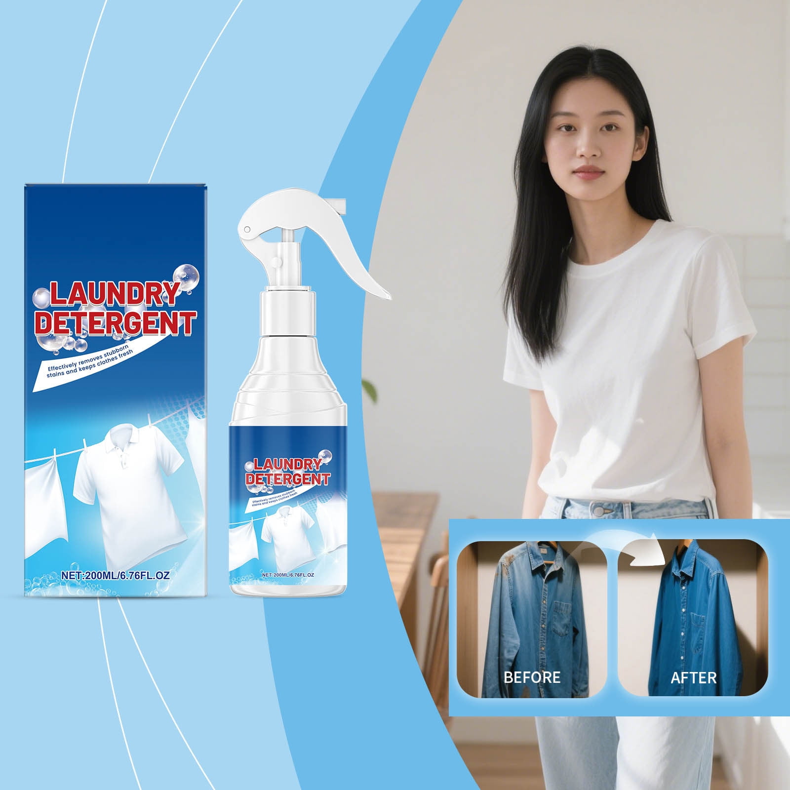 Laundry Stain Remover & Pretreatment Spray, Powerful Formula for Tough ...
