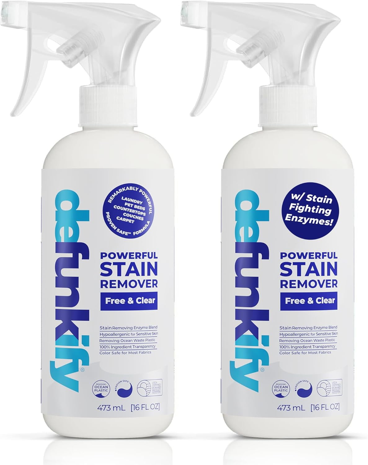 Laundry Stain Remover Spray, 32oz. Enzyme 'Free & Clear' Stain Treater ...