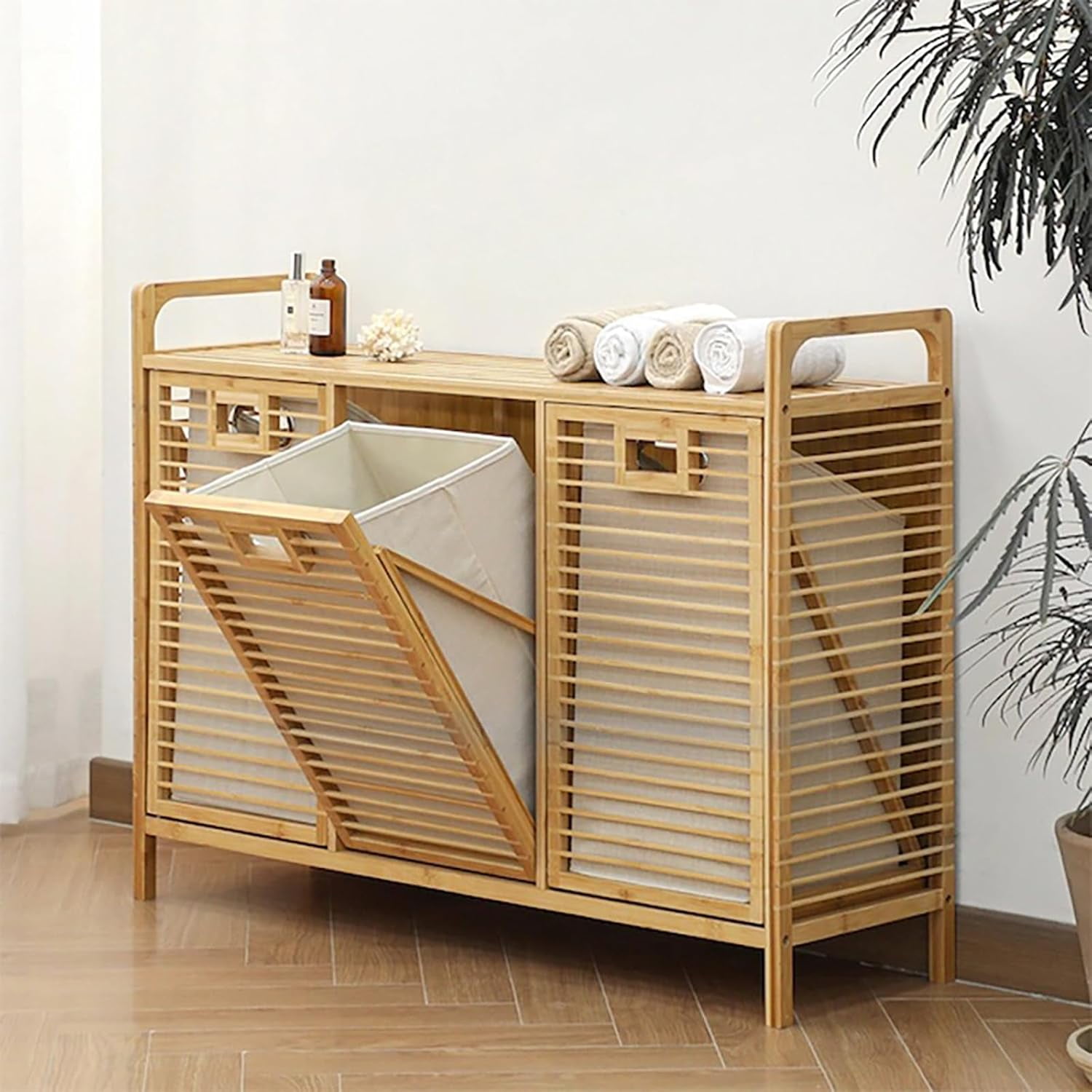 Laundry Storage Cabinet with Tilt Out and Removable Basket ...