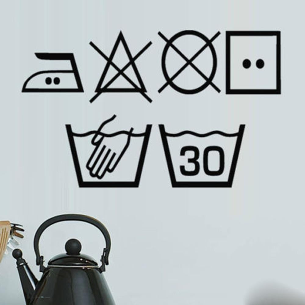 Laundry Symbols Wall Window Sticker Washing Kitchen Utility Wall Decal ...
