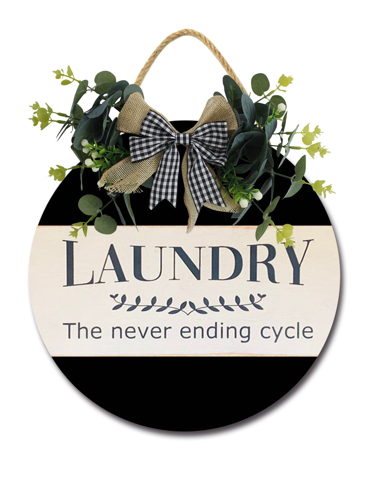 Laundry The Never Ending Cycle Front Door Sign Funny Wreaths Hanging ...
