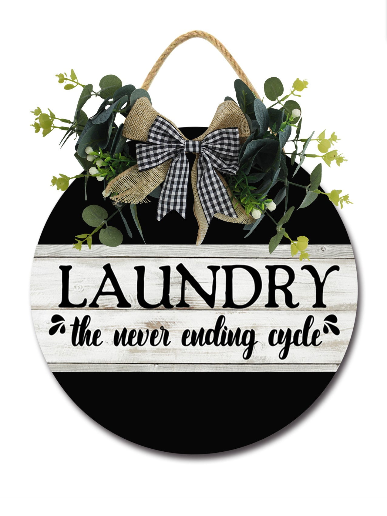 Laundry The Never Ending Cycle Sign Front Door Porch Decorations, Round ...