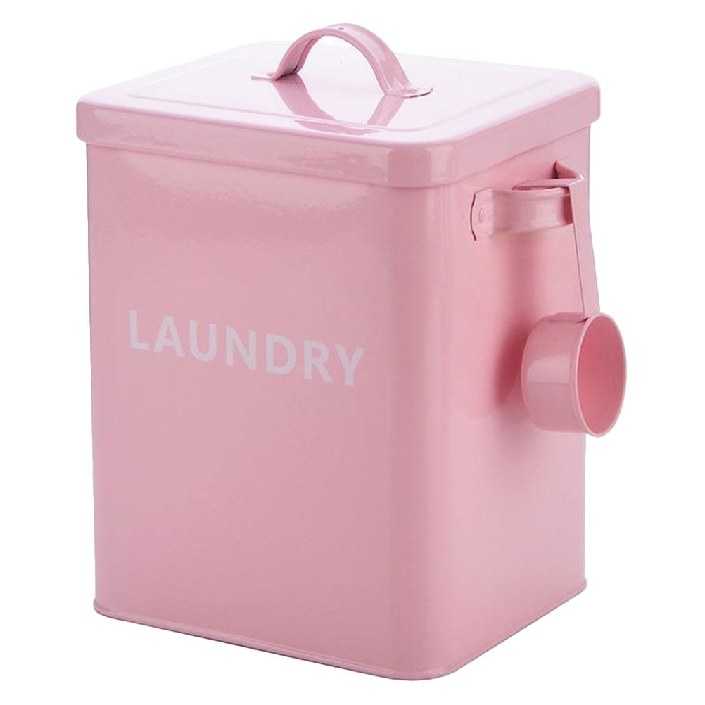 Laundry Tin Pink Washing Powder Storage Bucket Flour Container Kitchen ...