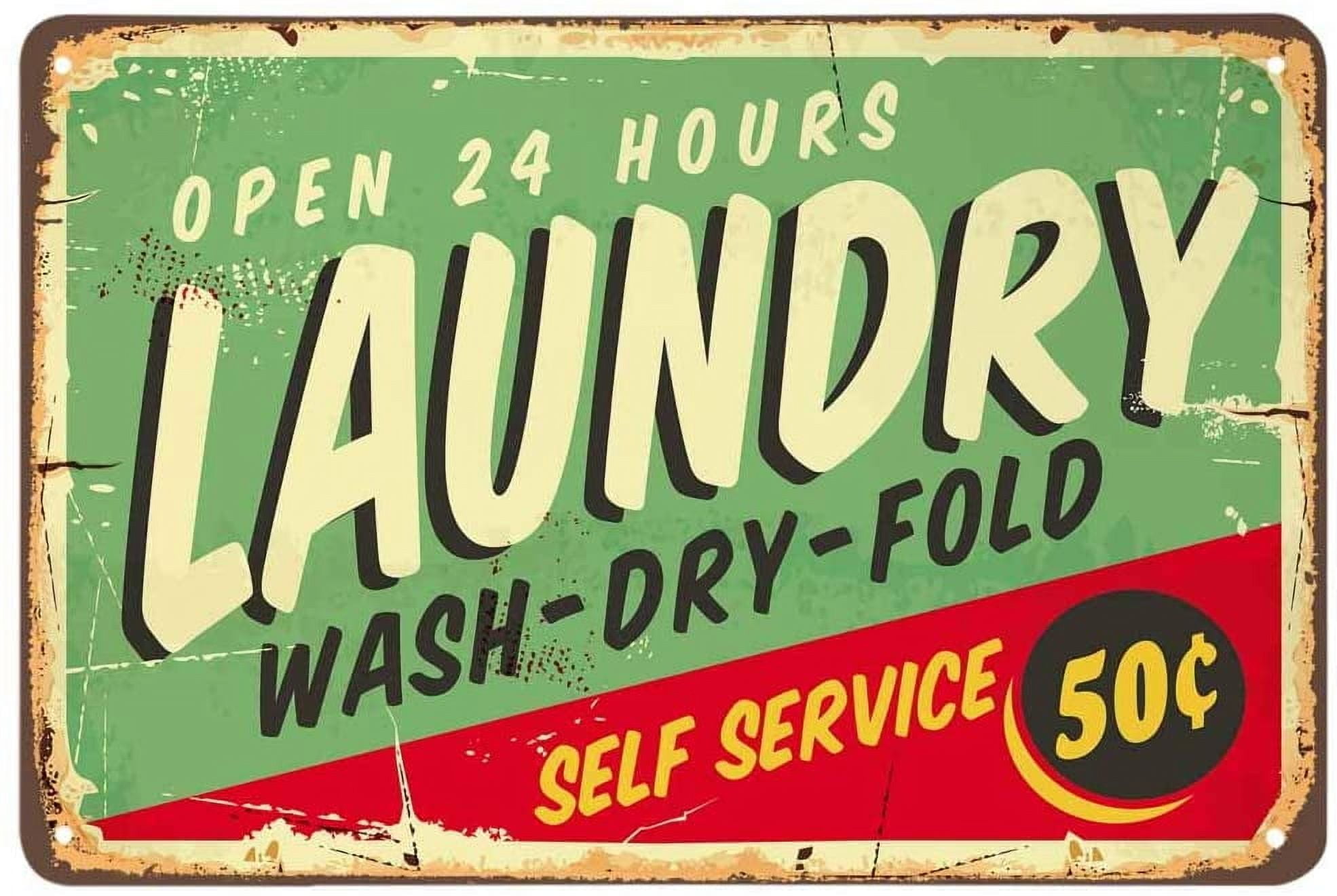 Laundry Tin Sign,Self Service Wash Dry Fold Vintage Metal Tin Signs for ...