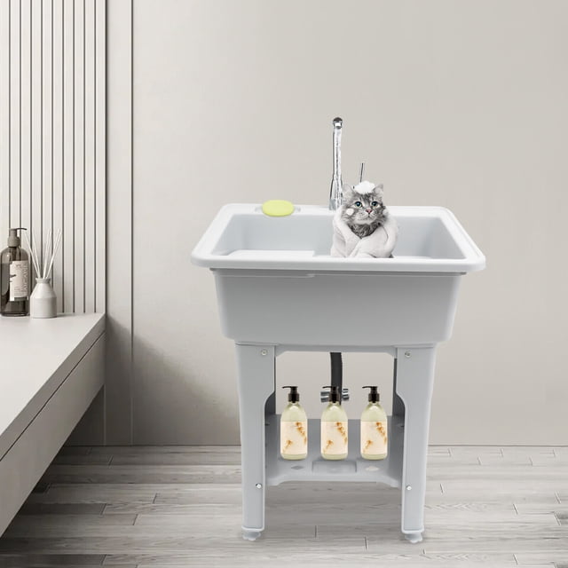 Laundry & Utility Room Sinks w/ Faucet, Freestanding Laundry Sink with ...
