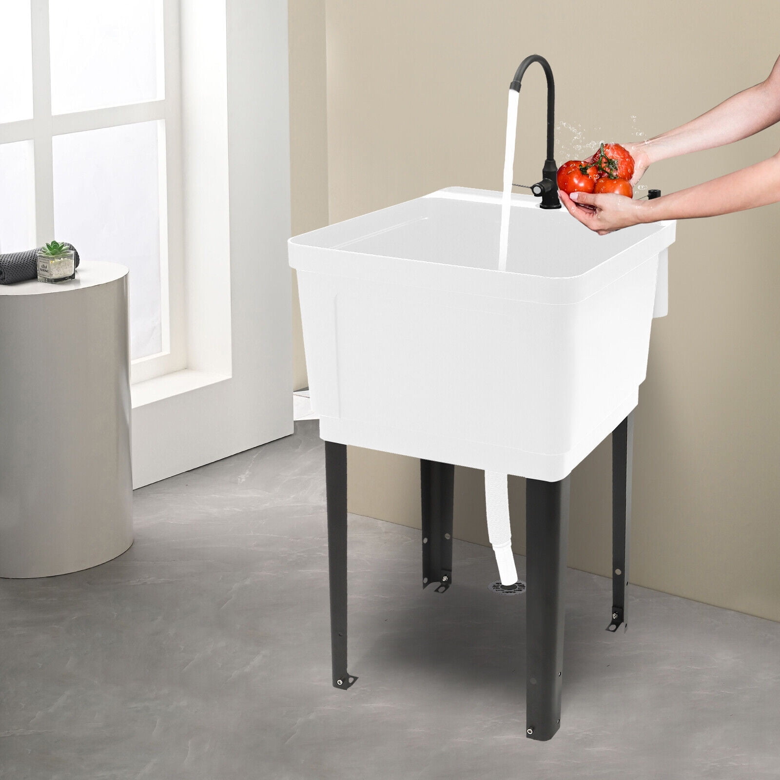 Laundry Utility Sink Tub Sink Freestanding Wash Station with Faucet ...