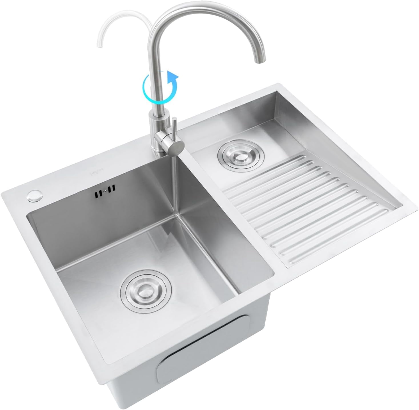 Laundry Utility Sink with Washboard & Faucet Stainless Steel Laundry ...