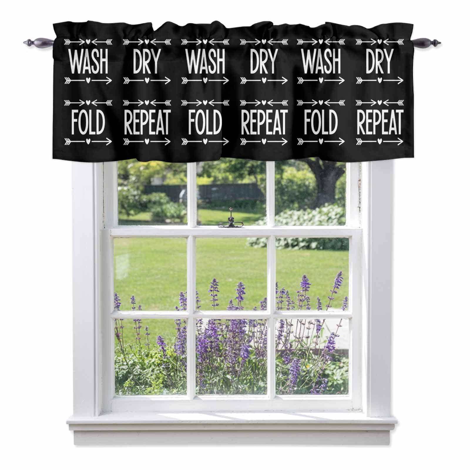 Laundry Valance Curtain for Windows Wash Dry Fold Repeat Arrows Love ...