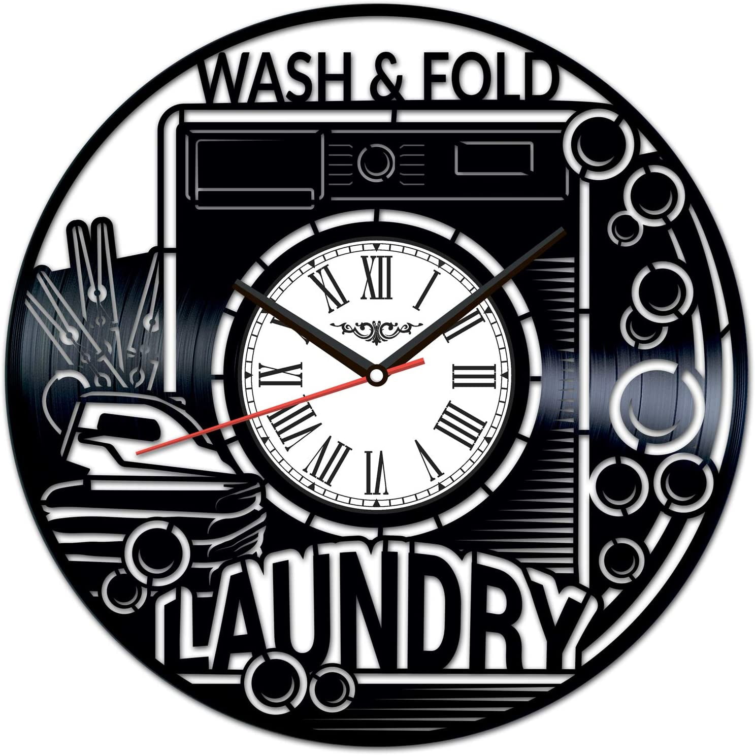 Laundry Vinyl Record Wall Clock Retro style Wall clock Silent Home ...