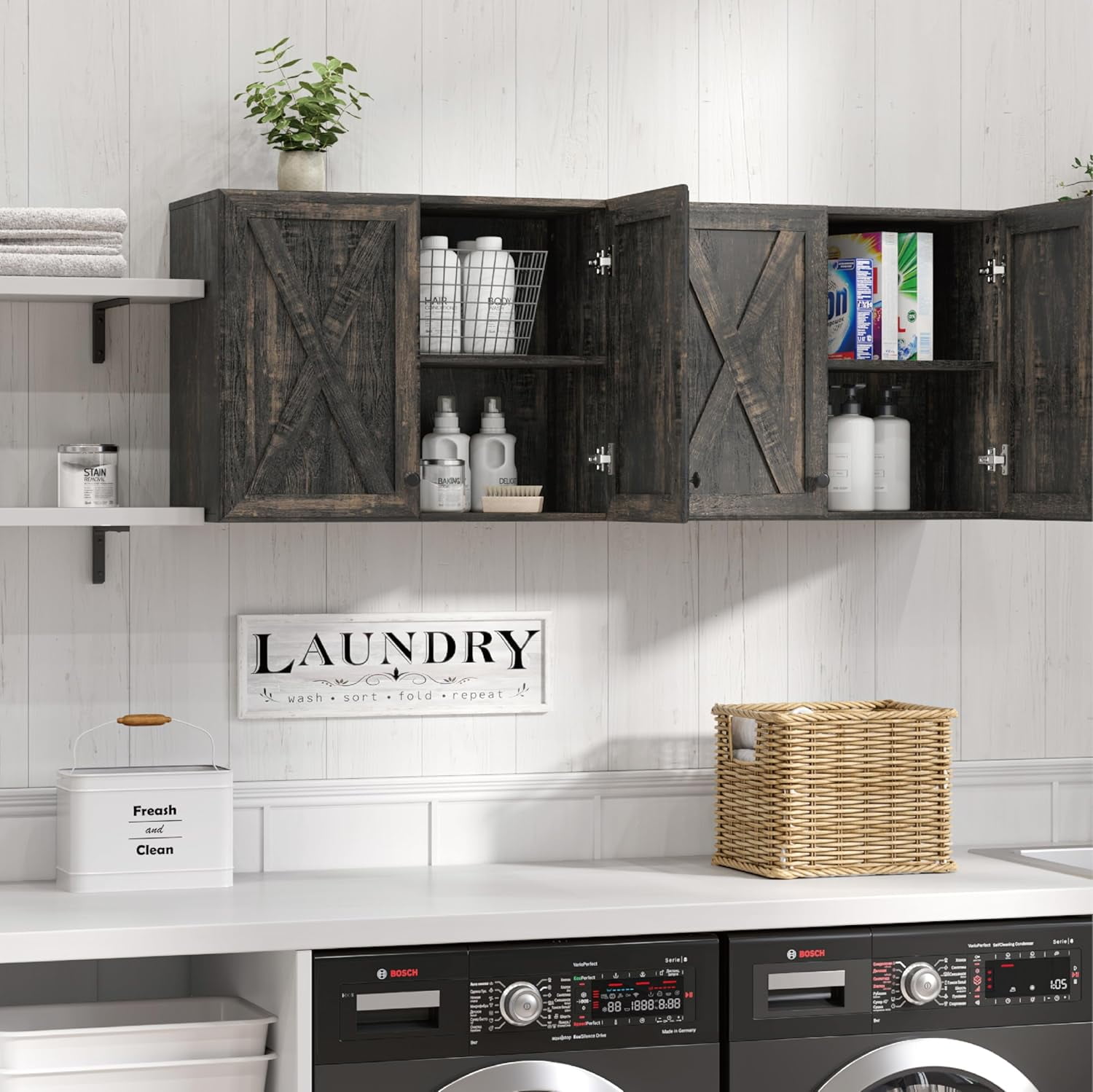 Laundry Wall Cabinets - Farmhouse Kitchen Wall Amount Storage Cabinets ...