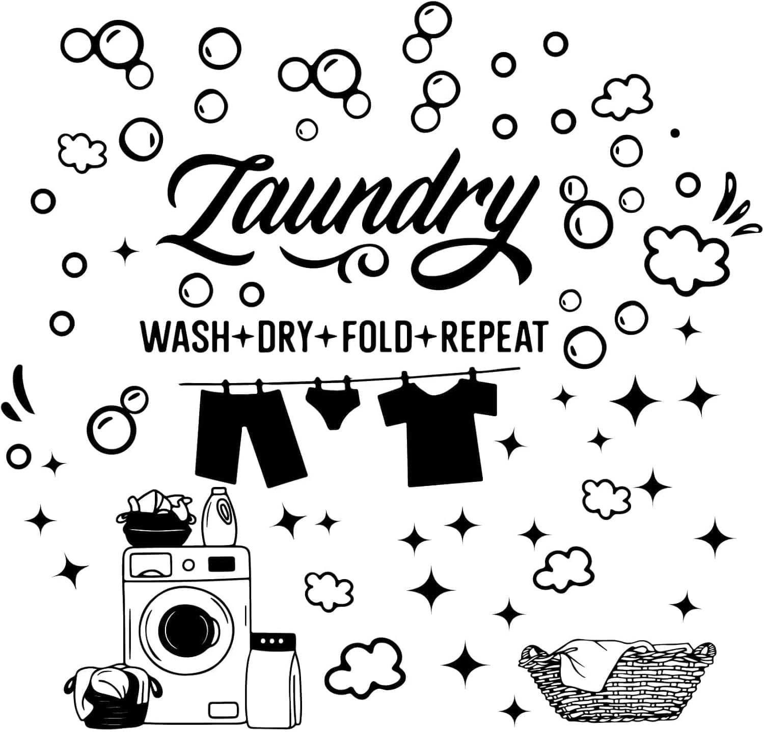 Laundry Wall Decor Stickers Laundry Room Decals Decor Wall Art Quote ...