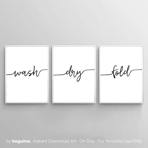 Laundry Wash Dry Fold Laundry Signs Laundry Laundry Room Decor Set 3 ...
